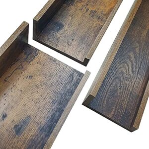 16 Inch Floating Shelves ,Set of 3, Rustic Wall Mounted Picture Ledge Wooden Wall Shelf for Living Room Bedroom Kitchen Bathroom, 3 Different Sizes