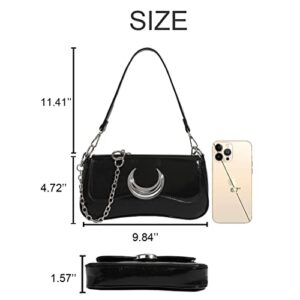 Moon 90s Vintage Crossbody Handbag Messenger Double Straps Purse Satchel Shoulder Bag for Women Girls