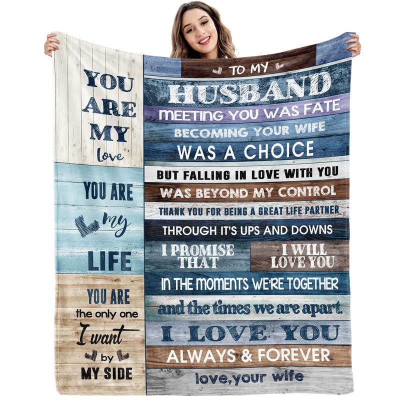 qixnzagr Husband Gifts Anniversary Wedding Gifts for Him from Wife I Love You Gifts for Him Men Birthday for Husbands Christmas Valentines Day Romantic Gifts Ideas Throw Blanket 80" x 60"