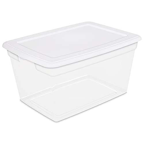 GERSH 58 Storage Box Clear Base White Lid Set of 8