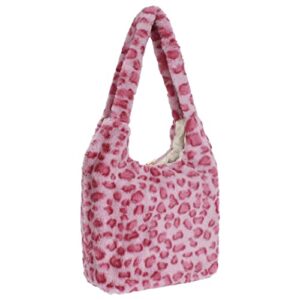 Women Plush Shoulder Bags Cute Bear Pattern Plush Tote Handbag Girls Shopping Dating Bag