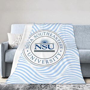 Nova Southeastern University Logo Fleece Blanket, Very Soft Microfiber Flannel Blanket for Couch Warm and Cozy for All Seasons