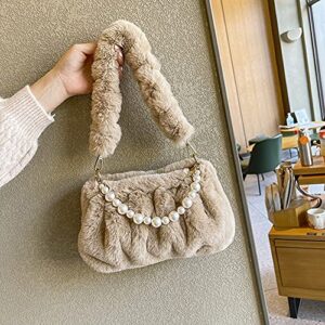 aiunone Furry Handbag Women's Shoulder Bag - Fashion Women's Evening Purse Faux Fur Bag Autumn Winter Handbag