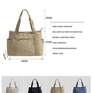 Meyooha Tote Bag Large-Capacity Canvas Bag Women'S Shoulder Retro Casual Canvas Handbag Literary Tote Bag Women