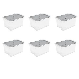 qtiq 48 qt. hinged lid storage box plastic, titanium, set of 6