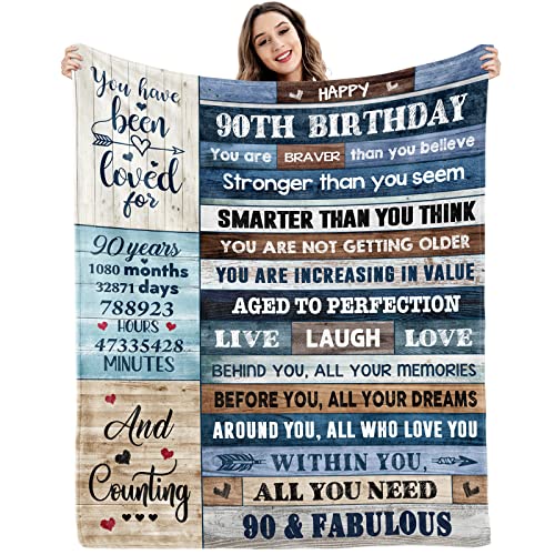 90th Birthday Decorations for Women Men Birthday Gift Ideas 1933 Blanket Best 90th Birthday Gifts Ideas for Her Him Women Men Mom Dad Grandparents Fleece Soft Throw Blanket 60 Inch X 50 Inch