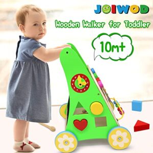 Wooden Baby Walker With Wheels Push Walker Toy for Babies With Clock Baby Walkers And Activity Center Toddler Toys Age 1-2 Learning Toys for 2 Year Old Toys Boys & Girls Shape Sorter Gift for Toddlers