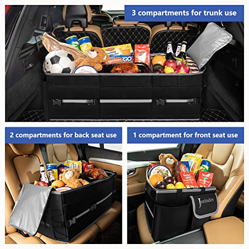 Trunk Organizer With Built-In Insulated Leak Proof Cooler Bag,Collapsible Cargo Organizer For Suv With Non Slip Bottom Strips,3 Large Compartments Foldable Waterproof Portable Car Storage Box