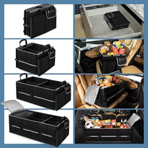 Trunk Organizer With Built-In Insulated Leak Proof Cooler Bag,Collapsible Cargo Organizer For Suv With Non Slip Bottom Strips,3 Large Compartments Foldable Waterproof Portable Car Storage Box