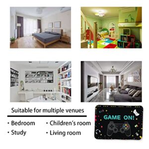 CANARO Game Rug Teen Boys Carpet, Gaming Rugs ’s Bedroom with Gamer Controller Decoration Non Slip Floor Mat for Bedroom Living Room Playroom Sofa Indoor Outdoor Area Black Décor, small 31x20inch