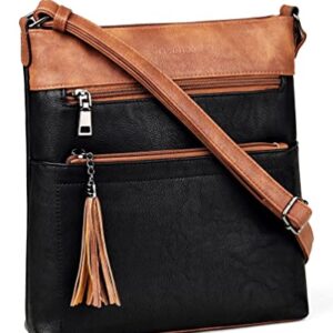 MASINTOR Crossbody Purses for Women, Multi Pocket Casual Crossbody Bag, Adjustable Strap Shoulder Bag with Tassel