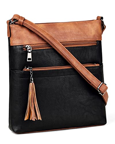 MASINTOR Crossbody Purses for Women, Multi Pocket Casual Crossbody Bag, Adjustable Strap Shoulder Bag with Tassel