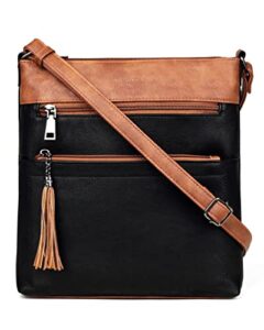 masintor crossbody purses for women, multi pocket casual crossbody bag, adjustable strap shoulder bag with tassel