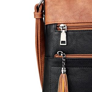 MASINTOR Crossbody Purses for Women, Multi Pocket Casual Crossbody Bag, Adjustable Strap Shoulder Bag with Tassel