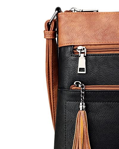 MASINTOR Crossbody Purses for Women, Multi Pocket Casual Crossbody Bag, Adjustable Strap Shoulder Bag with Tassel