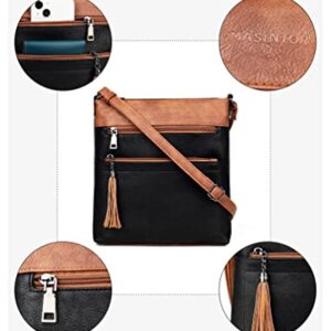 MASINTOR Crossbody Purses for Women, Multi Pocket Casual Crossbody Bag, Adjustable Strap Shoulder Bag with Tassel