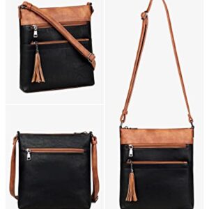 MASINTOR Crossbody Purses for Women, Multi Pocket Casual Crossbody Bag, Adjustable Strap Shoulder Bag with Tassel