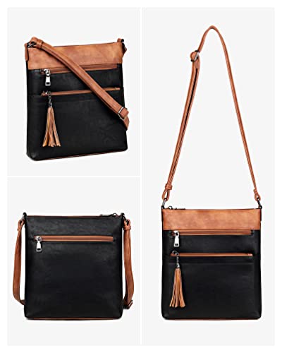 MASINTOR Crossbody Purses for Women, Multi Pocket Casual Crossbody Bag, Adjustable Strap Shoulder Bag with Tassel