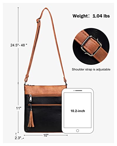 MASINTOR Crossbody Purses for Women, Multi Pocket Casual Crossbody Bag, Adjustable Strap Shoulder Bag with Tassel