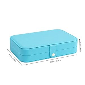 V-LAFUY Jewelry Travel Box Small Jewelry Travel Case with Mirror, Portable Jewelry Box Travel for Women Girl, Jewelry Case for Traveling, Blue N