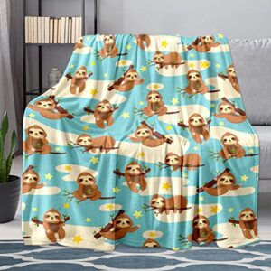 throw blanket for couch, cozy warm plush fleece throw blanket for adults and kids, ultra-soft flannel blanket decorative fuzzy throws for sofa bed dorm, all season 50×60 in (sloth)