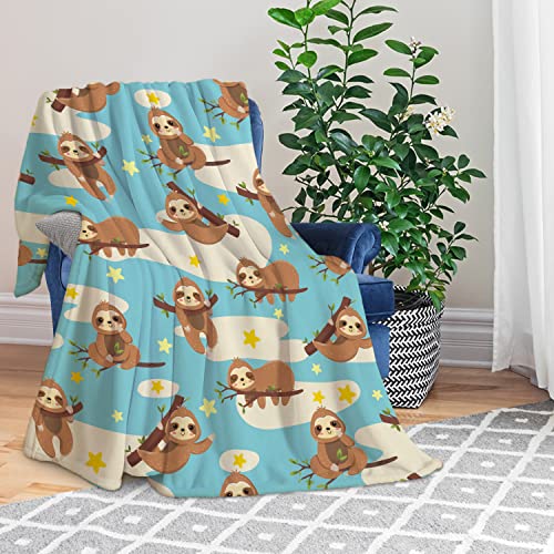 Throw Blanket for Couch, Cozy Warm Plush Fleece Throw Blanket for Adults and Kids, Ultra-Soft Flannel Blanket Decorative Fuzzy Throws for Sofa Bed Dorm, All Season 50x60 in (Sloth)