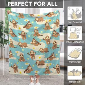 Throw Blanket for Couch, Cozy Warm Plush Fleece Throw Blanket for Adults and Kids, Ultra-Soft Flannel Blanket Decorative Fuzzy Throws for Sofa Bed Dorm, All Season 50x60 in (Sloth)