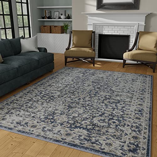 LOOMAKNOTI Kehleigh Otindas 5' x 7' Blue Oriental Indoor Area Rug