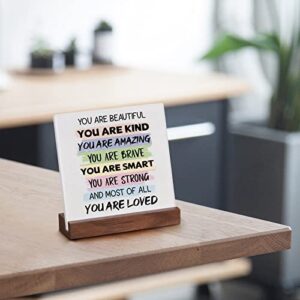 Inspirational Desk Decor Sign Gifts for Women, Encouragement Cheer Up Office Plaques with Wooden Stand, Birthday, Christmas Gift for Coworker, Women, Friend,Employee