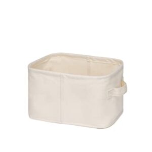 YONBEN Decorative Basket Rectangular Fabric Storage Bin Organizer Basket with Handles for Clothes Storage (14.5 x 10.2 x 6.2, Beige)