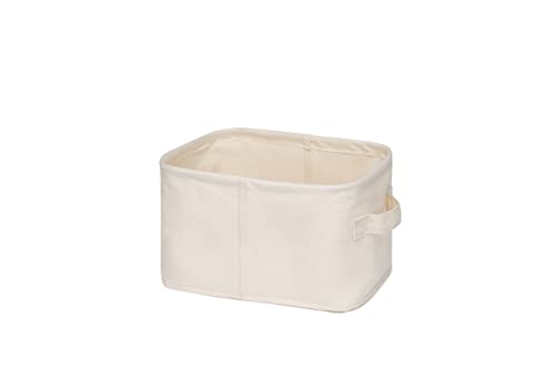 YONBEN Decorative Basket Rectangular Fabric Storage Bin Organizer Basket with Handles for Clothes Storage (14.5 x 10.2 x 6.2, Beige)