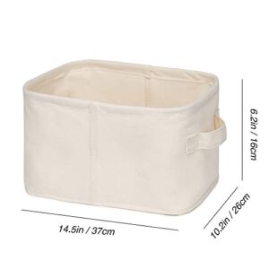 YONBEN Decorative Basket Rectangular Fabric Storage Bin Organizer Basket with Handles for Clothes Storage (14.5 x 10.2 x 6.2, Beige)