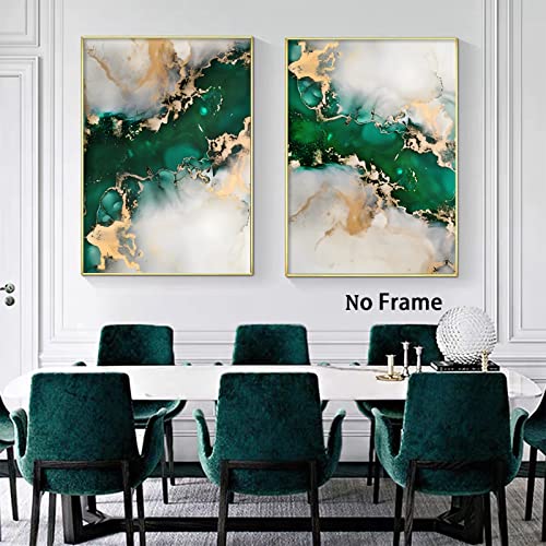 Green Gold Marble Canvas Wall Art Green Abstract Painting with Gold Foil Art Print Marble Bedroom Artwork White and Gold Abstract Wall Picture Modern Green Marble Poster Art Print 16x24inchx3 No Frame