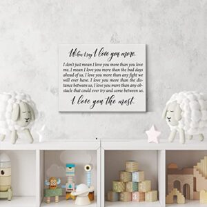 Romantic Quote When I Say I Love You More Canvas Wall Art Print Poster Painting Framed Love Artwork for Home Wedding Decor 12 X 15 Inch