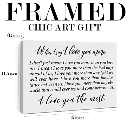 Romantic Quote When I Say I Love You More Canvas Wall Art Print Poster Painting Framed Love Artwork for Home Wedding Decor 12 X 15 Inch