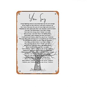 you say lauren daigle song lyrics poster look up child music album canvas lauren daigle music poster lauren daigle song poster gift art print wall art metal painting 12×8 inch vintage tin sign art print décor