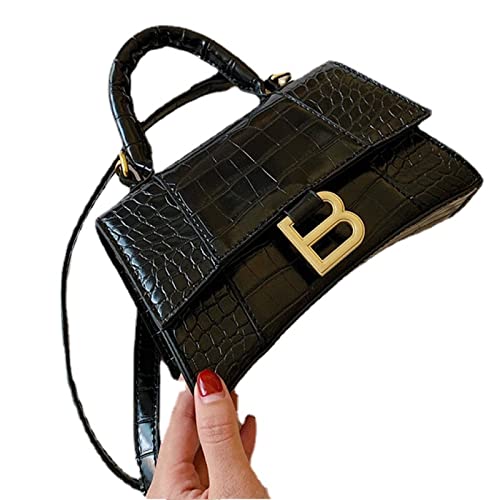 UPINRUN Women's Shoulder Bag Crossbody Tote Bag Crocodile Print handbags purses for women (Black)