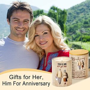 35th Anniversary Romantic Candle Gifts, Wedding Anniversary Couple Gifts for Him Her, 35th Wedding Gift for Wife Mom Husband Mom Grandma Grandpa, 35 Years of Marriage Lavender Candle Gift