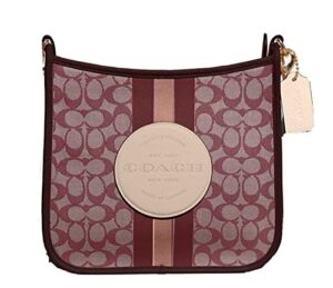 coach women’s dempsey file crossbody shoulder bag (signature jacquard – stripe – patch – wine)