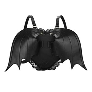 Deevoka Black Bat Wings Backpack Goth Punk Lace Wing Shoulder Bag Leather Rucksack