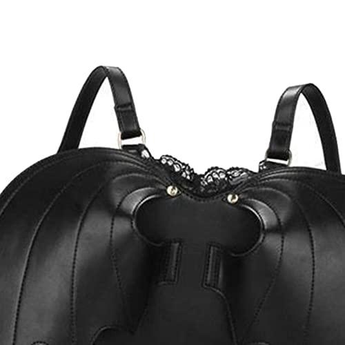 Deevoka Black Bat Wings Backpack Goth Punk Lace Wing Shoulder Bag Leather Rucksack