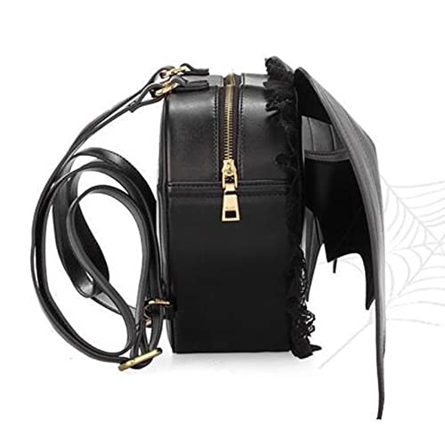 Deevoka Black Bat Wings Backpack Goth Punk Lace Wing Shoulder Bag Leather Rucksack