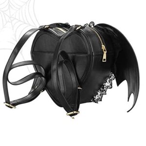 Deevoka Black Bat Wings Backpack Goth Punk Lace Wing Shoulder Bag Leather Rucksack