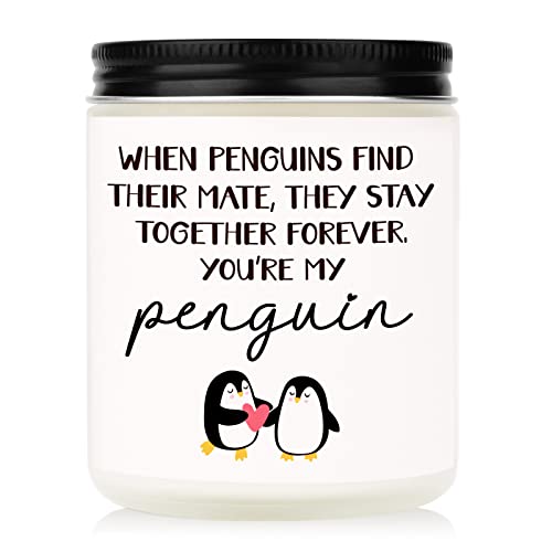 Anniversary Romantic Gifts for Him Her, Wife Mothers Day Gifts from Husband, Boyfriend Girlfriend Birthday Gifts, I Love You Gifts, Candle Gifts for Him Her, Funny Penguin Gifts for Women Men