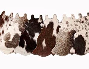 Cowhide Coaster Set of 6 pcs Natural Cowhide Drink Coasters Hair On Cow Shape Coasters Leather Tea Cup Coasters Home Décor & Home Living Ideas by NGF, 4.5 x 4.5 x 0.5 inches