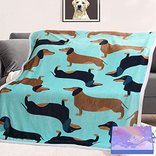 Anamee Dachshund Blanket Gifts for Mom from Daughter, Best Warm Cozy Flannel Dachshund Throw Blanket Gifts for Mom and Kids, Plush Wiener Sausage Dog Blanket Dachshund for Women