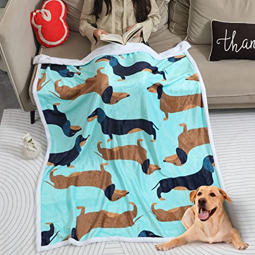 Anamee Dachshund Blanket Gifts for Mom from Daughter, Best Warm Cozy Flannel Dachshund Throw Blanket Gifts for Mom and Kids, Plush Wiener Sausage Dog Blanket Dachshund for Women