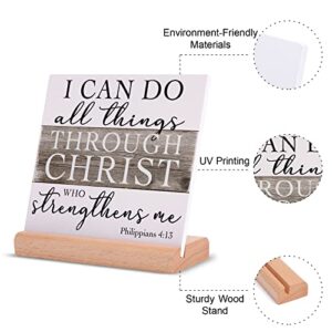 PETALSUN Religious Gifts for Women, Men, Religious Desk Decor for Women Office, Christian Gifts for Women, Inspirational Gifts for Friends, Daughter, Christian Home Decor, Bible Quote Desk Sign with Wooden Stand