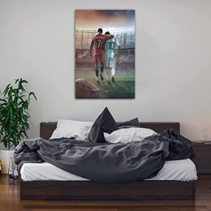 wrlgz Soccer Legend Superstar CR7 Messi Poster Canvas Sports Wall Art Print Posters Modern Home Bedroom Decor for Men Boys Teens Soccer Fans Unique Memorabilia Gift, 16" X 24" No Frame