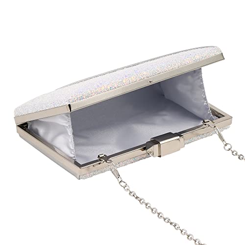 ZHANNI Clutch Purses for Women Fashion Shining Evening Bag Handbag Party Wedding Clutch Cocktail Prom (Silver)